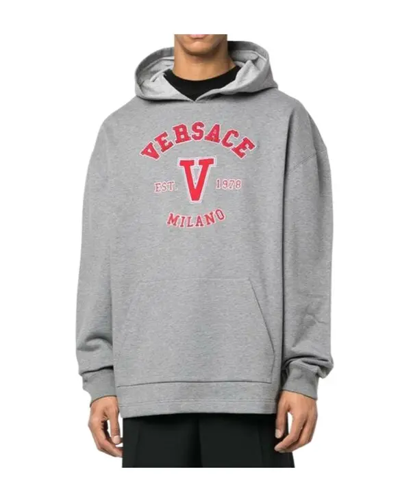 Versace Logo Detailed Long Sleeve Hoodie