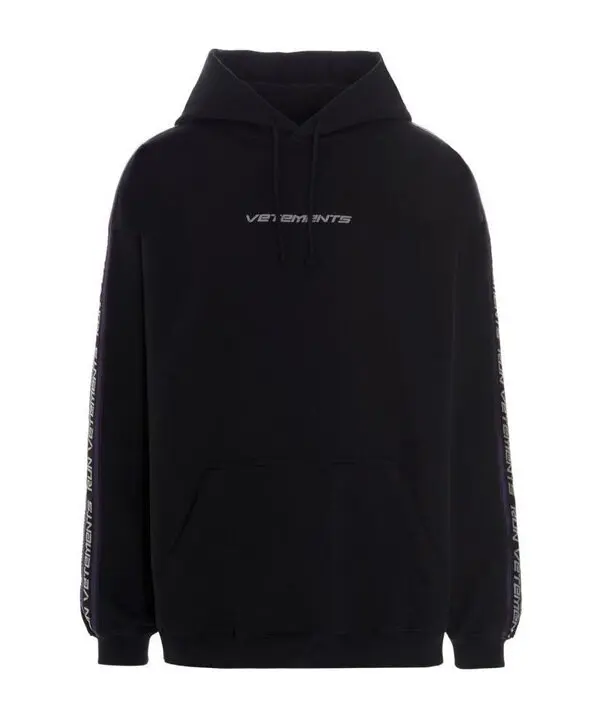 Vetements Logo Stripe Hoodie - Black