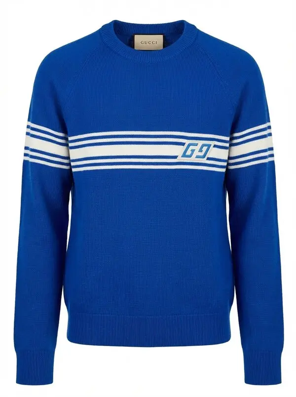 Gucci Gg Patch Wool Jumper - Blue