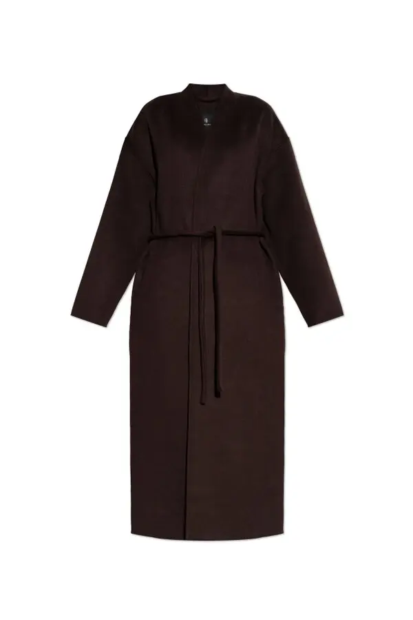 ANINE BING Wrap Coat With Tie Detail - Black