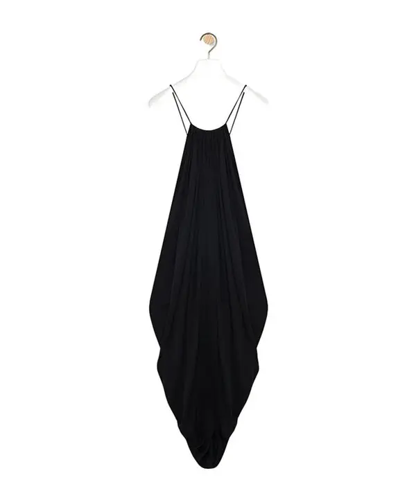 Loewe Asymmetrical Draped Halterneck Midi Dress With Open Back - Black