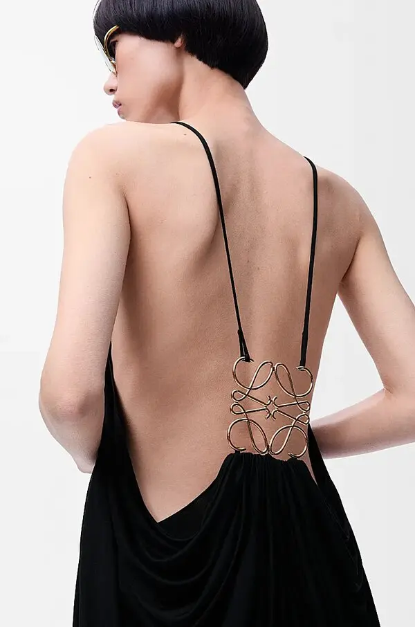 Loewe Asymmetrical Draped Halterneck Midi Dress With Open Back