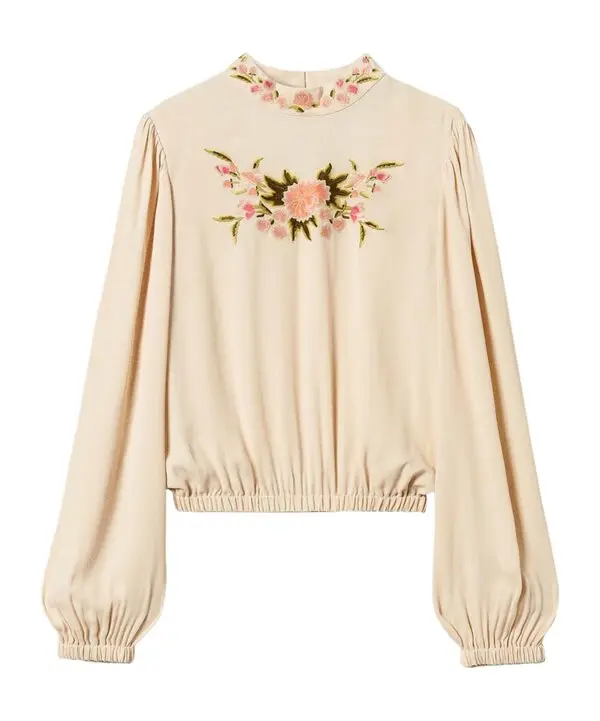 TWINSET Floral Embroidered Blouse - Beige