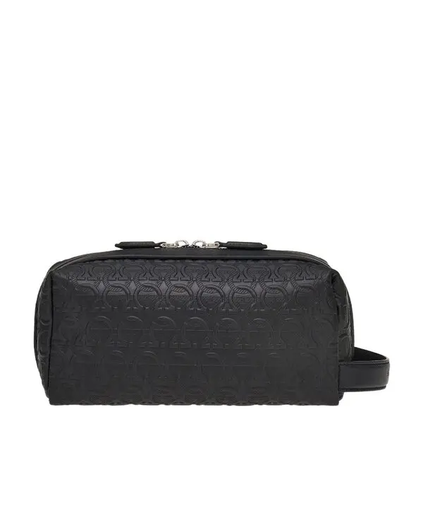 FERRAGAMO Embossed Logo Travel Pouch - Black