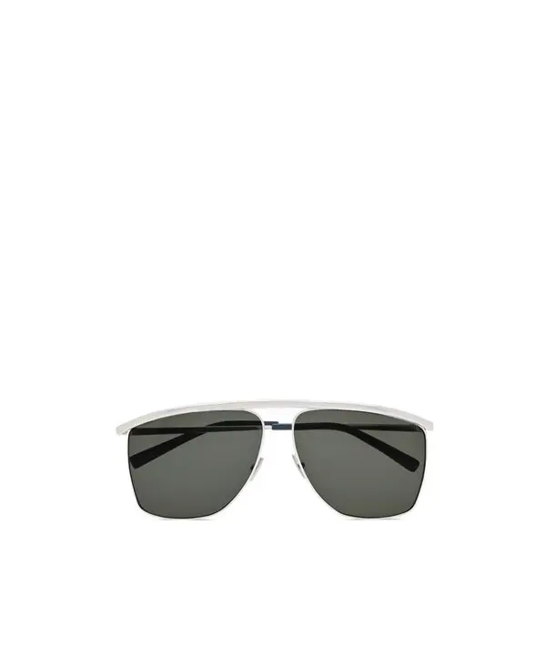Saint Laurent Square Oval Frame Sunglasses - Silver