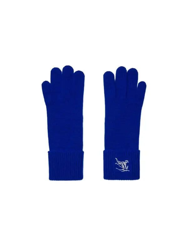 Burberry Equestrian Knight Logo Embroidered Full-finger Gloves - Knight Blue