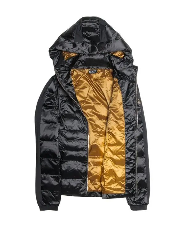 EA7 Quilted Puffer Jacket With Hood - Black