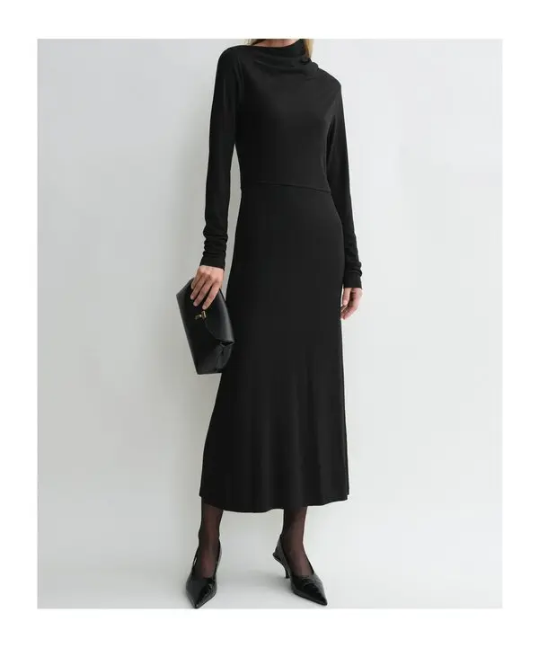 TOTEME Asymmetrical Draped Long Sleeve Dress