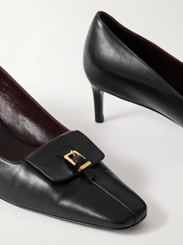 Khaite Celia Leather Square-toe Pumps