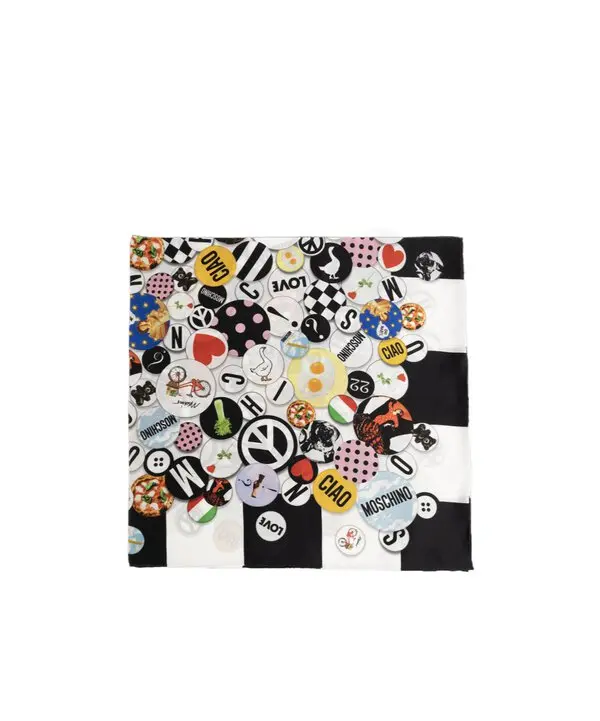 Moschino Printed Satin Scarf - White