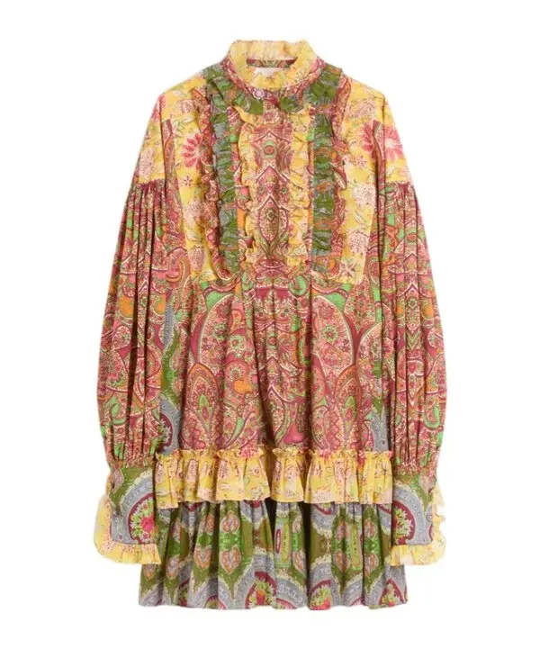 Valentino Garavani Voyage Imaginaire Ruffled Mini Dress - Brown