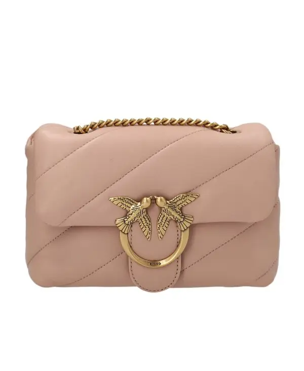 Pinko Love Mini Puff Logo Plaque Shoulder Bag - Nude
