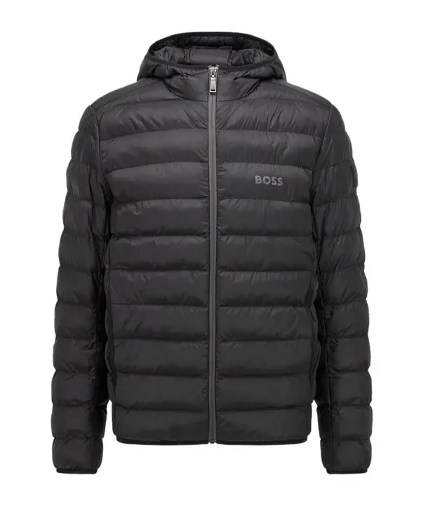 Hugo Boss Quilted Hooded Jacket - Black