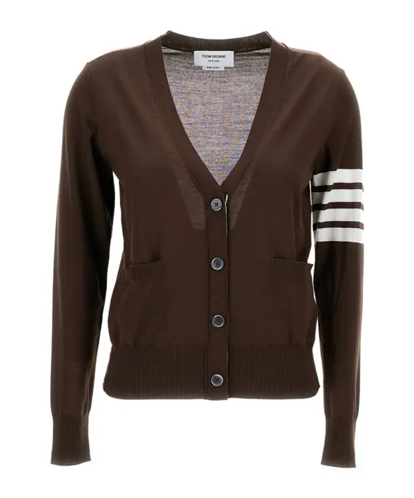 Thom Browne Four Bar V-neck Cardigan - Black