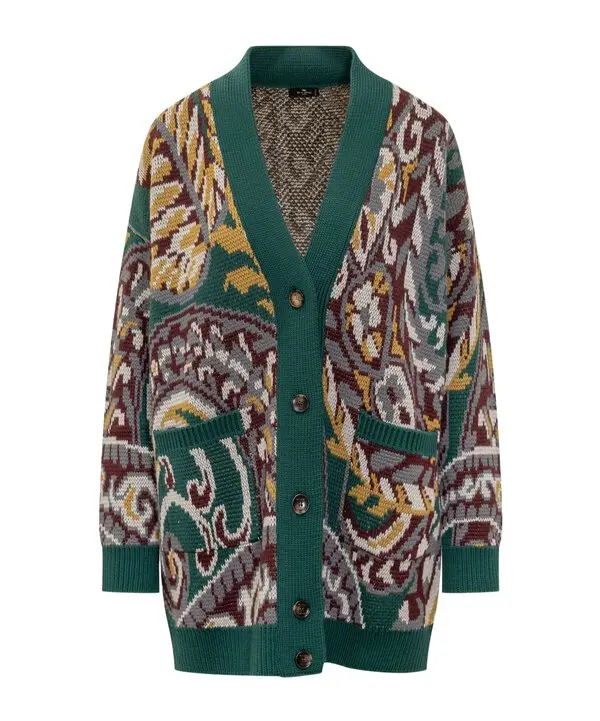 Etro Jacquard Knit Cardigan - Green