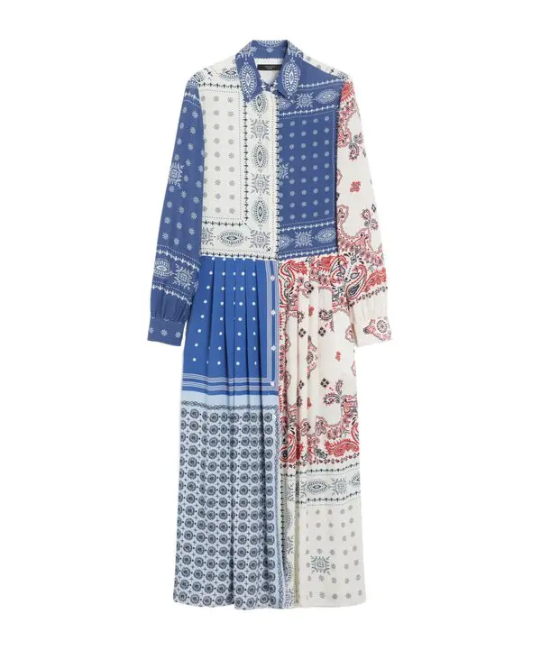 Max Mara Zuai Pleated Patchwork Maxi Dress