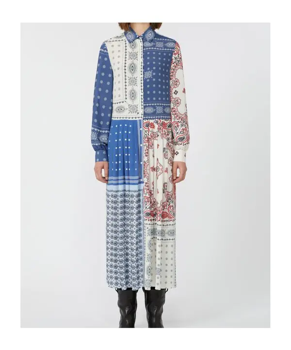 Max Mara Zuai Pleated Patchwork Maxi Dress