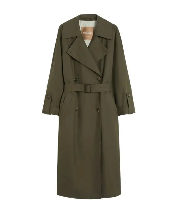 Max Mara Twill Belted Trench Coat - Green