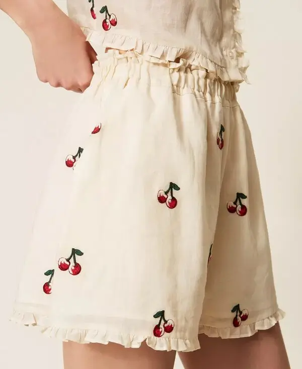 TWINSET Cherry Embroidered Shorts
