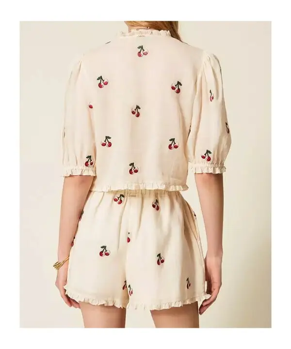 TWINSET Cherry Embroidered Shorts