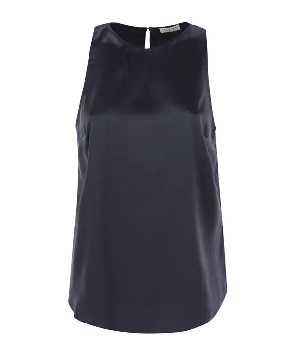 Brunello Cucinelli Sleeveless Satin Top - Blue