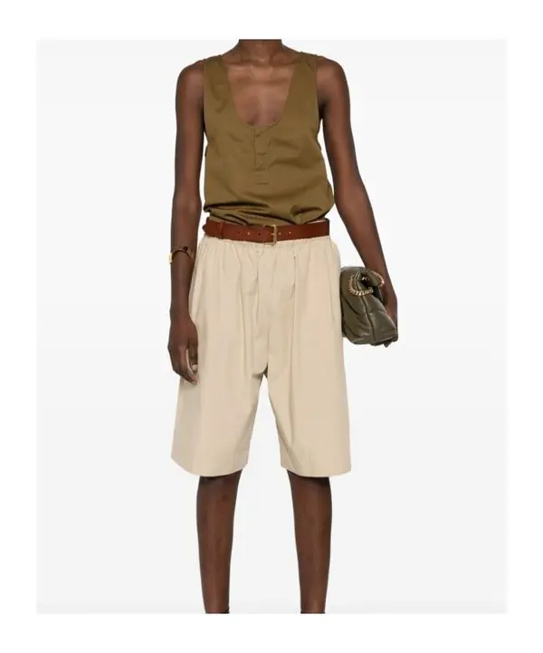 Saint Laurent Sleeveless U-neck Top With Deep V-armholes - Green