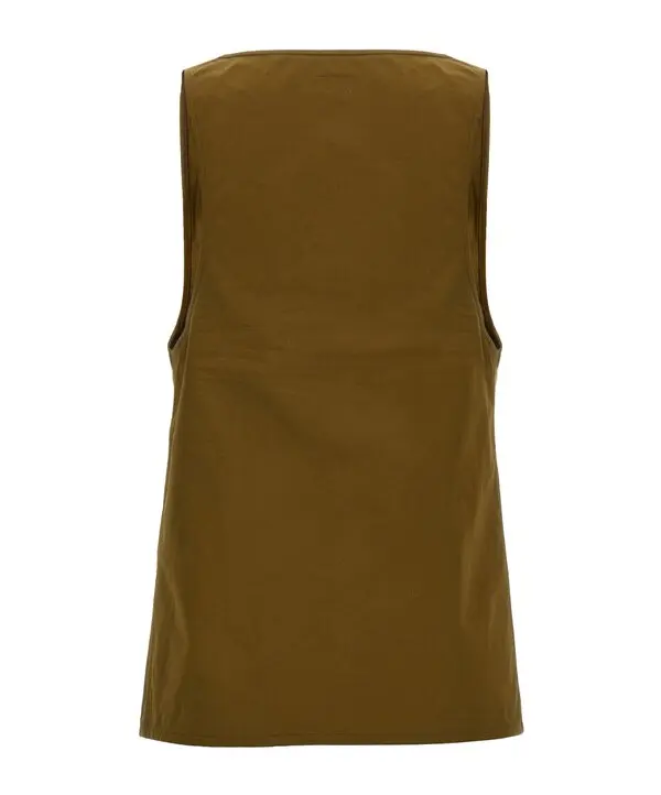 Saint Laurent Sleeveless U-neck Top With Deep V-armholes - Green