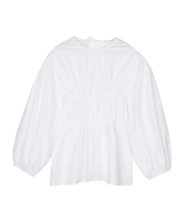 Cecilie Bahnsen Long Sleeve Pleated Top - White