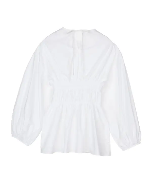 Cecilie Bahnsen Long Sleeve Pleated Top - White