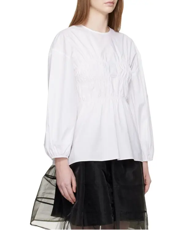 Cecilie Bahnsen Long Sleeve Pleated Top - White