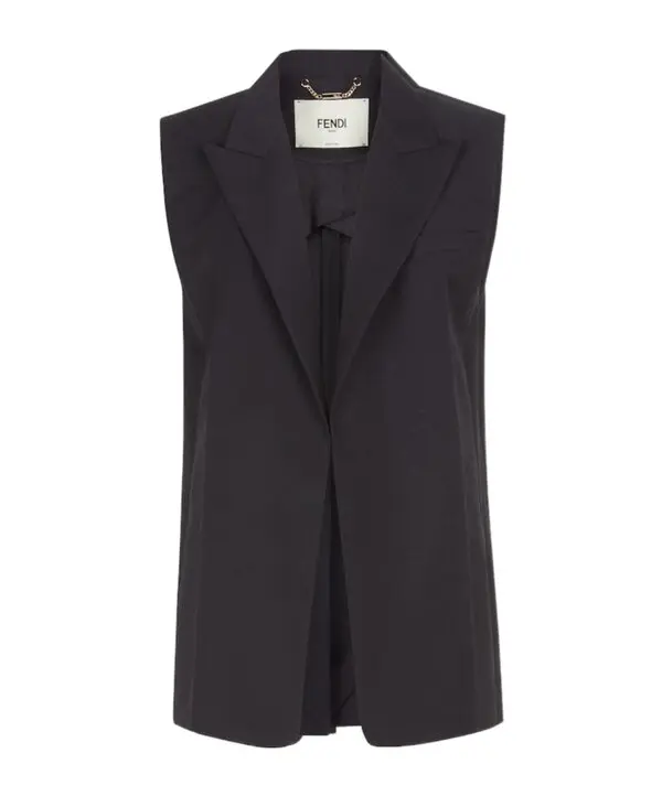 Fendi Peak Lapel Sleeveless Tailored Vest - Black