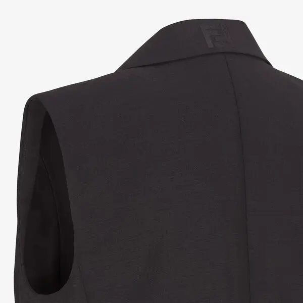 Fendi Peak Lapel Sleeveless Tailored Vest - Black