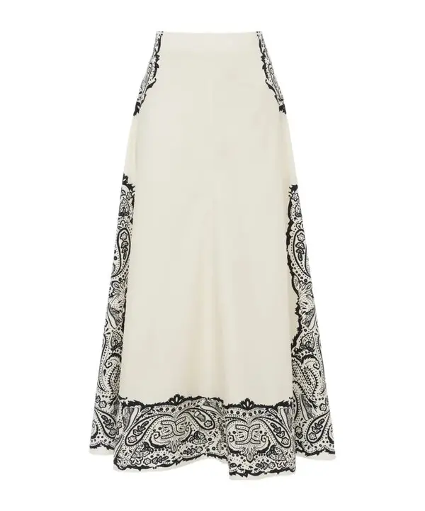 Chloé Graphic-print Flared Skirt - White
