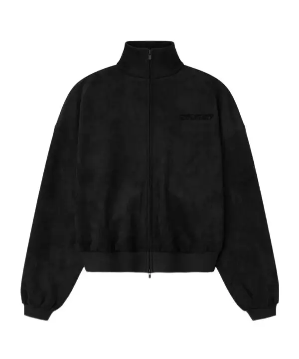 Fear Of God Logo Printed Zipped Sweatshirt - Vintage Black
