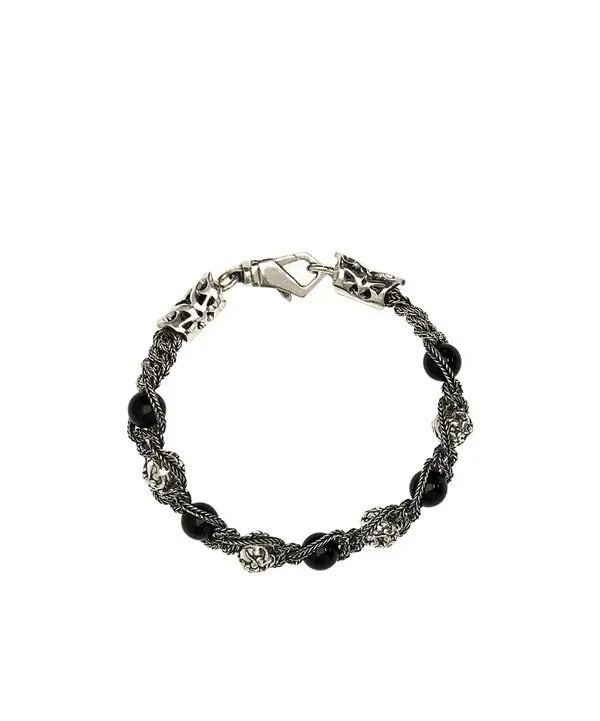 Emanuele Bicocchi Silver Beaded Bracelet - Black