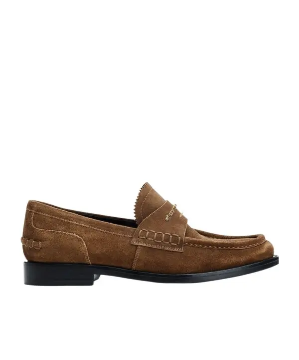 Alexander Wang Logo Plaque Suede Loafers - Brown