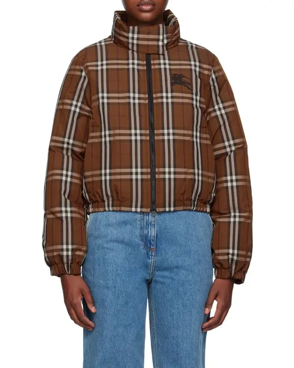 Burberry High-neck Quilted Check Jacket