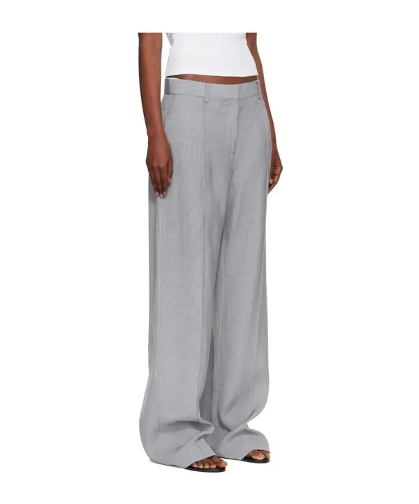 ST. AGNI Classic Pintuck Straight-leg Trousers - Grey