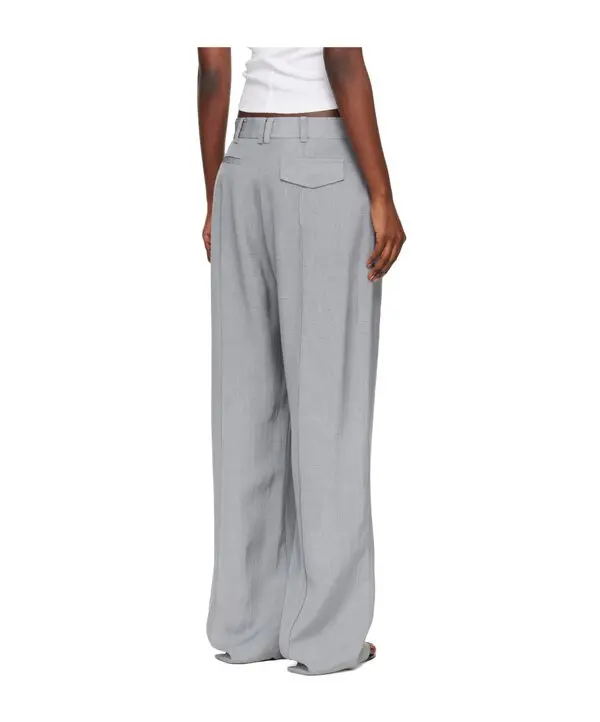 ST. AGNI Classic Pintuck Straight-leg Trousers - Grey
