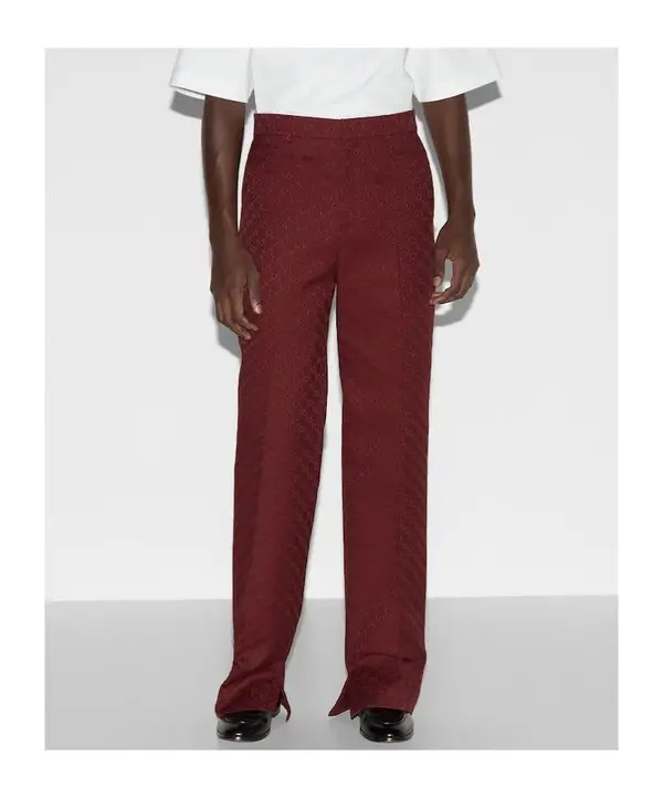 Gucci Monogrammed Straight-leg Trousers - Red