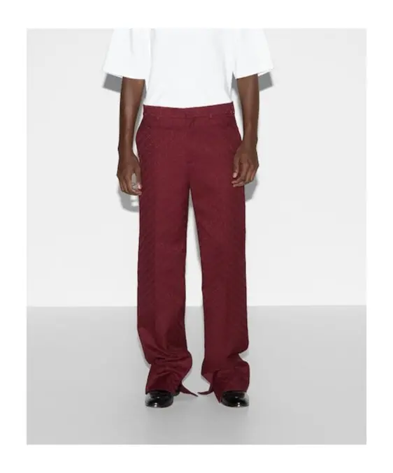 Gucci Monogrammed Straight-leg Trousers - Red