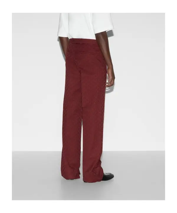 Gucci Monogrammed Straight-leg Trousers - Red