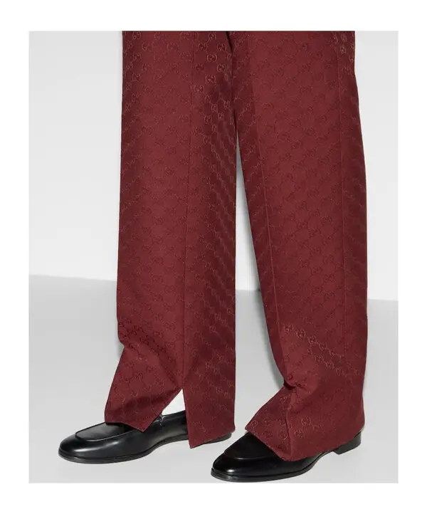 Gucci Monogrammed Straight-leg Trousers - Red