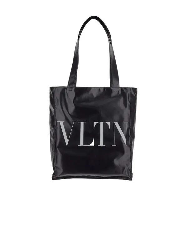 Valentino Garavani Logo Printed Tote Bag - Black