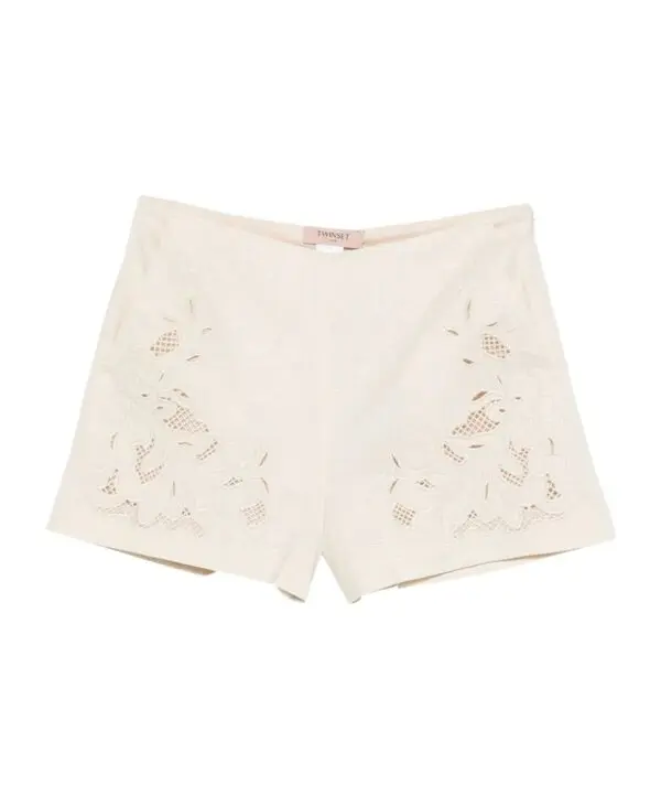 TWINSET Embroidered Zipped Shorts - White