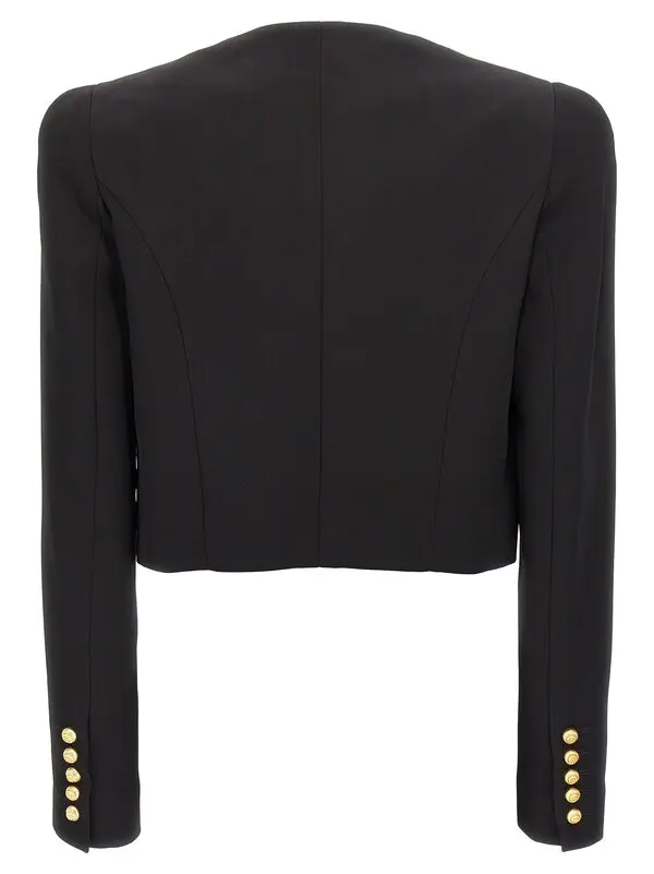 Balmain Button Detailed Cropped Jacket - Black