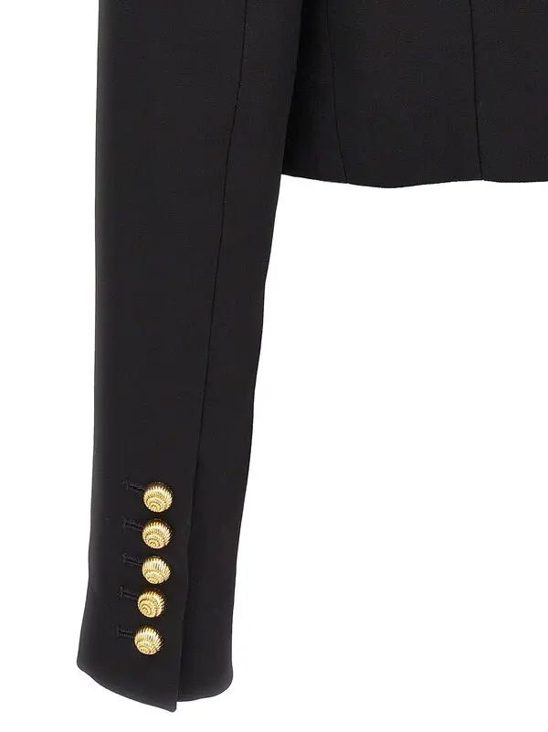 Balmain Button Detailed Cropped Jacket - Black