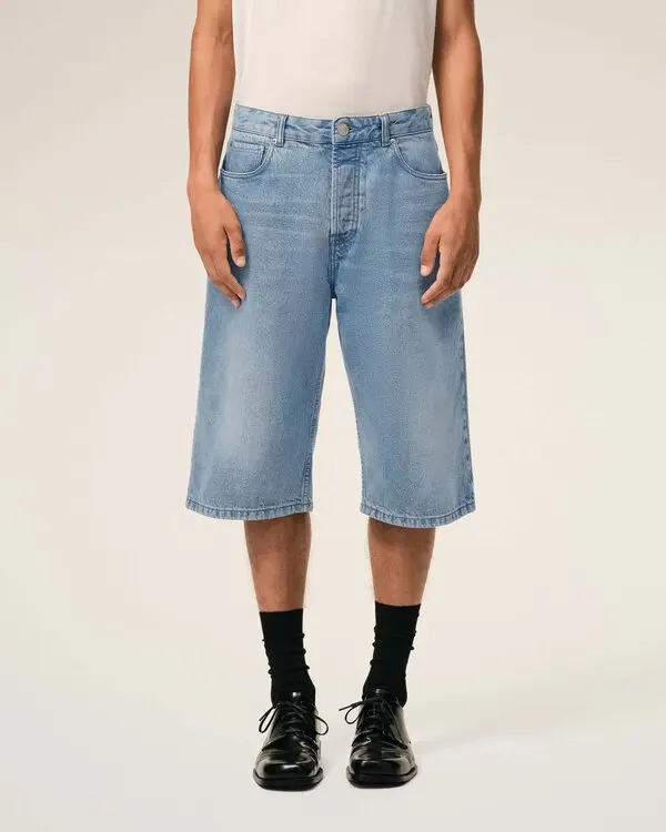 AMI Paris Logo Patch Bermuda Shorts - Blue