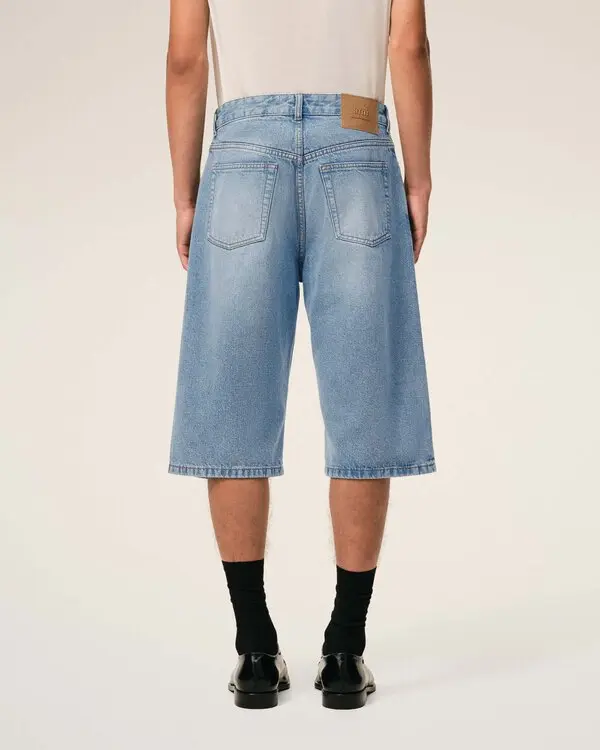 AMI Paris Logo Patch Bermuda Shorts - Blue