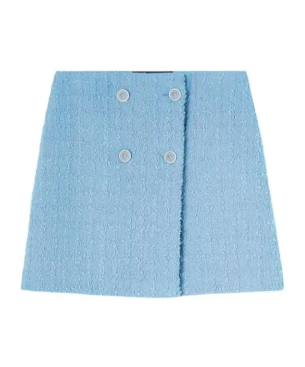 Versace High-waist Tweed Mini Skirt - Blue